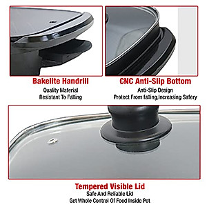 Electric Grill Indoor Outdoor Hot Pot with Grill Korean Bbq Grill with Divider 2200W,110V Large Capacity Multifunctional Non-Stick Separate Dual Temperature Control | for 2 - 10 People, Black