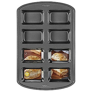 Wilton Perfect Results Non-Stick Mini Loaf Pan, 8-Cavity, 15.2 IN x 9.5 IN x 1.6, Gray