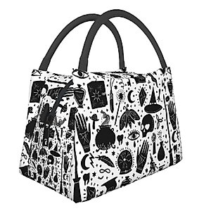 ASYG Gothic Occult Lunch Bag, Bat Print Tote Meal Bag Lunch Holder for Work Outdoor Picnic