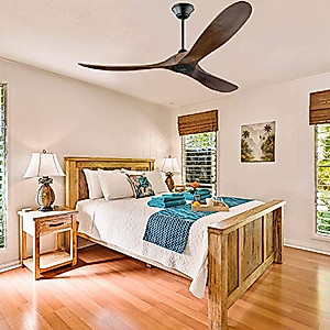 Ceiling Fan No Lights 70" Large Ceiling Fan, Outdoor Ceiling Fan for Patio, Wooden Ceiling Fan Damp Rated 3 Blade Large Airflow Indoor Outdoor Farmhouse Ceiling Fan for Exterior House Porch Gazebo