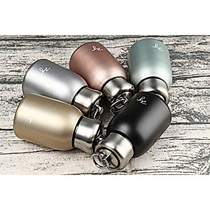 Mini Water Bottles,9 oz Vacuum Thermo Bottle with Leakproof Stainless Water Flask for Coffee Hot and Cold Drink,Portable Sport (Rose gold color)