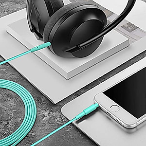 GEEKRIA Audio Cable with Mic Compatible with Bose QCSE, QC45, QC35 Gaming II, QC35, QC25, NC700, 700ANC Cable, 2.5mm Replacement Stereo Cord with Inline Microphone (4 ft / 1.2 m)
