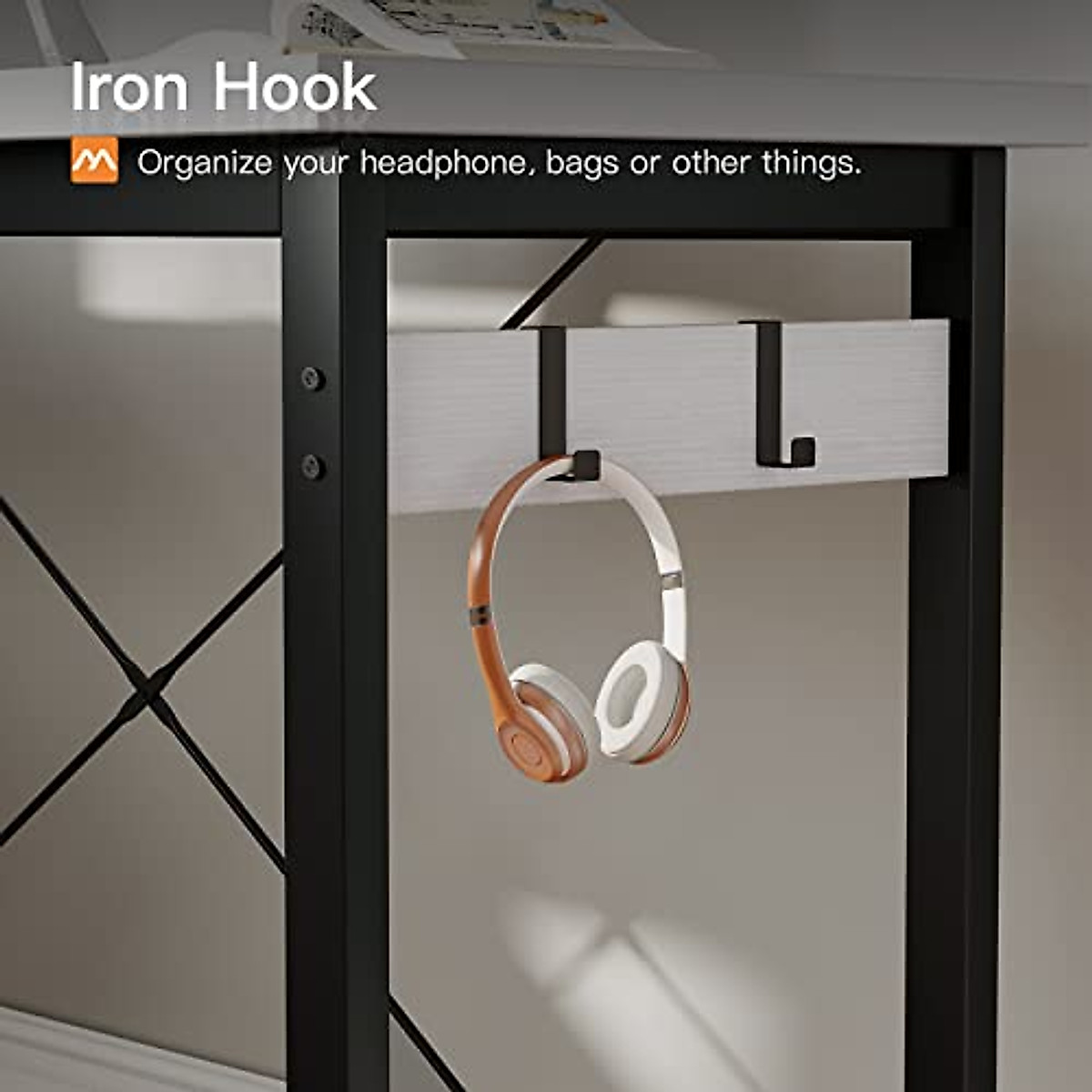 Coleshome L Shaped Computer Desk 66" with Storage Shelves, Corner Gaming Desk, Sturdy Writing Desk Workstation, Modern Wooden Office Desk, Wood & Metal, White