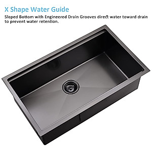 33 Inch Black Undermount Kitchen Sink Workstation-Bokaiya 33x19 Kitchen Sink Undermount 16 Gauge Deep Stainless Steel Single Bowl Undermount Workstation Sink with Cutting Board