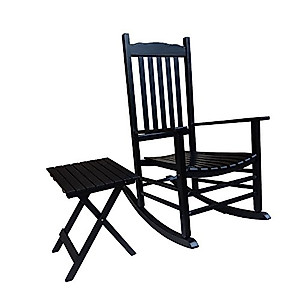 Rocking Rocker - S001BK Black Porch Rocker with Side Table - Set of 2 pcs Good Price!!!