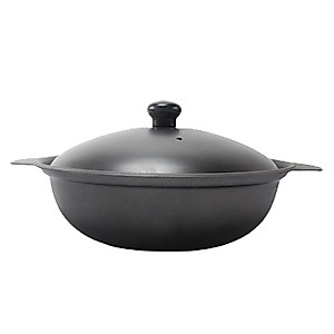 DOITOOL 18cm Cast Iron Casserole Dutch Oven Pot Yellow Braised Chicken Rice Pot Dutch Oven Cooking Pot Claypot Rice Pot