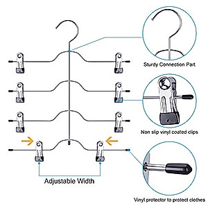 Baixnsj Space Saver Non Slip 4 Tier Trouser Skirt Hanger Silver+Apricot