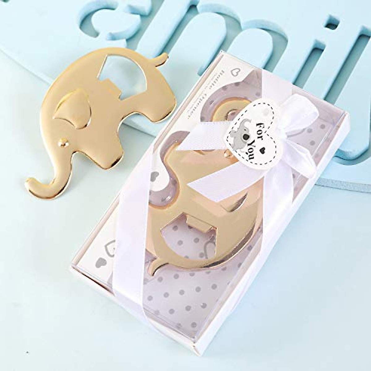 Pack of 16 Bottle Opener Baby Shower Party Favor for Guests Elephant Shaped Bottle Opener Baby Shower Favors Birthday Bridal Shower Souvenirs Wedding Favor Gift (White Elephant, 16)