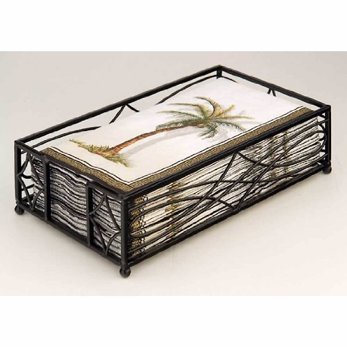 Boston International Wave Design Guest Towel/Dinner Napkin Holder Caddy, 9 x 5.25-Inches, Black