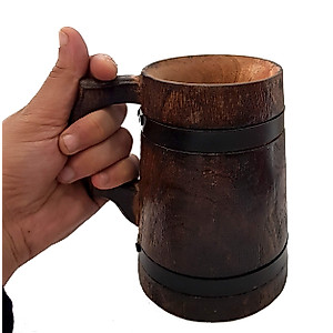 Vintage Handmade Brown Wooden Rustic Beer Mug Viking Wood Stein wood tankard coffee baverage party celebrational toast