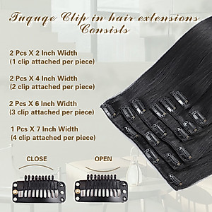 Tuquqe Clip in Hair Extensions Real Human Hair 120g Hair Extensions 7Pc Clip in Human Hair 18 Inch Hair Extensions Real Human Hair Clip in Seamless Clip in Hair Extensions Human Hair for Black women