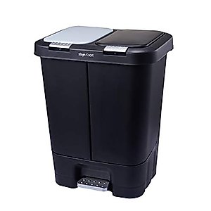 Step N' Sort 11 Gallon, Dual Trash and Recycling Bin with Slow Close Lid,Black,40 Liter,SNS402-B