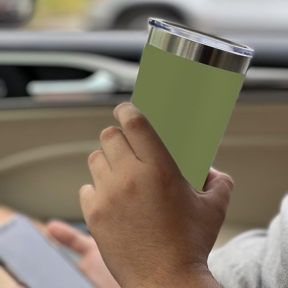 LaserGram 16oz Vacuum Insulated Pint Tumbler, Indian Elephant, Personalized Engraving Included (Camo Green)