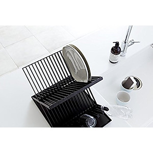 YAMAZAKI home 2608 Dish Drainer-Drying Rack for Kitchen Counters, One Size, Black