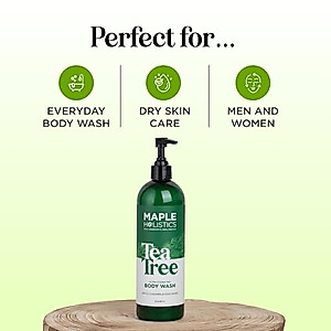 Tea Tree Oil Body Wash - Hydrating Shower Gel Tea Tree Body Wash for Women and Men - Women and Mens Body Soap with Peppermint and Tea Tree Essential Oil and Moisturizing Body Wash for Dry Skin Care