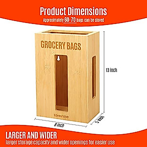 Libreshine Extra Large Grocery Bag Organizer Under Sink, Plastic Bag Holders for Grocery Bags Cabinet, Bamboo Grocery Bag Holder Wall Mount