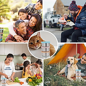 Alpine Elevation 4x7.4oz Stainless Steel Snack Containers with 4 Lids - 8pcs | Metal Food Storage Containers | Dip and Condiment Containers | Stainless Steel Mini Containers