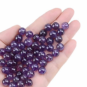 HAAMIIQII 45pcs 8mm Natural Amethyst Stone Beads Round Loose Gemstone Beads for Jewelry Making Strand 15 Inch