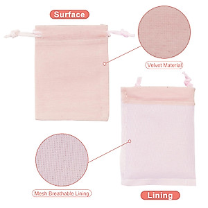 G2PLUS Small Velvet Jewelry Pouches, 20PCS Small Velvet Gift Bags with Drawstring, Pink Velvet Gift Bags, Christmas Gift Bags for Wedding Favors, Candy Bags, Party Favors (2.75''x3.54'')