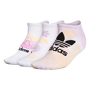 adidas Originals Women's Originals Color Wash 3-Pack No Show, Acid Orange/Clear Lilac/Black White/Clear Lilac/Acid Orange White/Clea, Medium