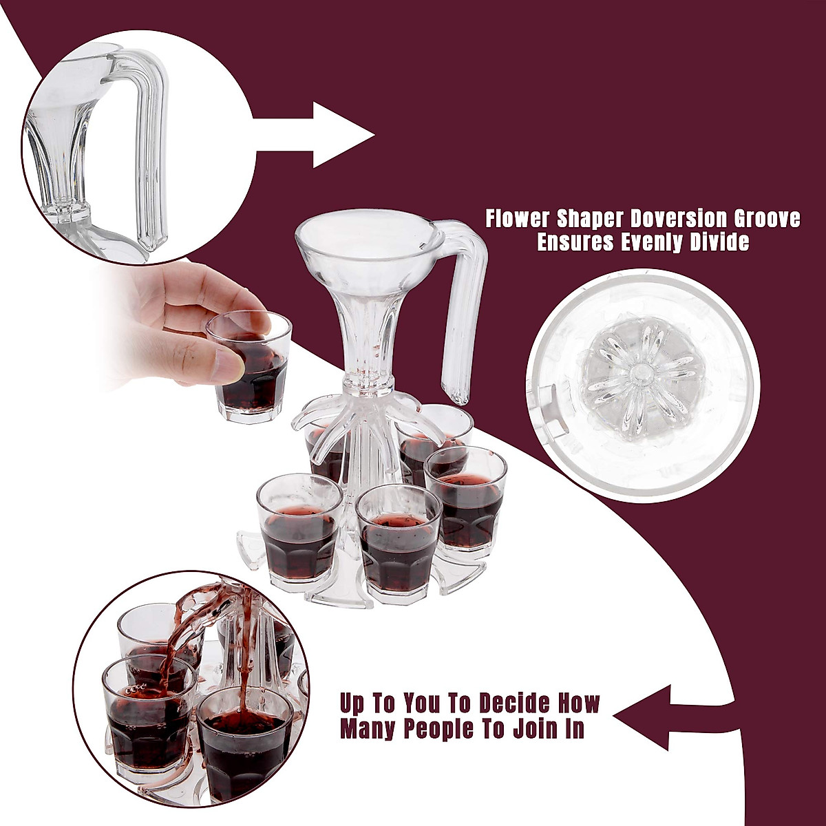 Shot Dispenser | Comes With 6 Acrylic Shot Glasses | Pours 6 Shots at Once | Great for Parties, Pre-games, Drinking Games | Easily Serve Liquor With Shot Glass Dispenser | Makes a Great Gift!
