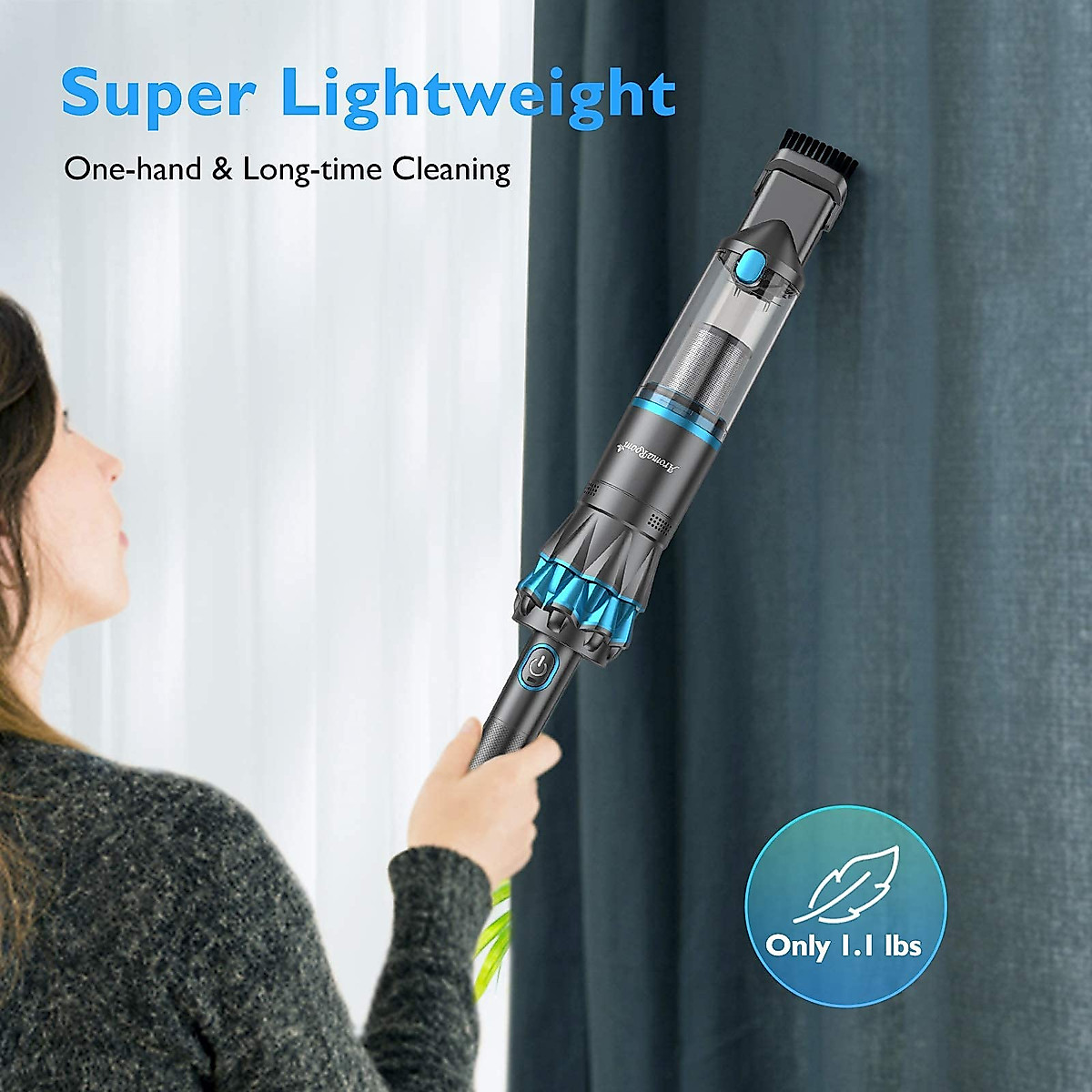 Aroma Room Handheld Vacuum Cordless, Small Hand Vacuum Cleaner with Powerful Cyclonic Suction, Portable & Lightweight, Rechargeable Vacuum Cleaner for Pet Hair, Home & Car Cleaning, Wet Dry Use