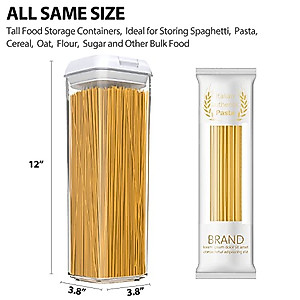 Tiawudi 4 Pack Pasta Storage Containers, Clear Airtight Food Storage Containers for Kitchen Organization, Pantry Organization and Storage, Ideal for Spaghetti, Pasta & Noodles, 1.9L Each