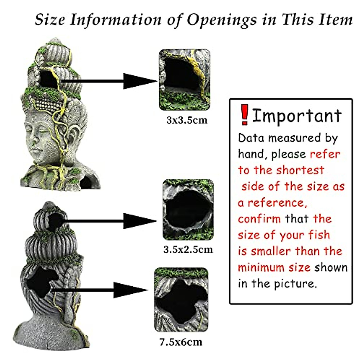 Sunyiny Aquarium Decorations Head Sculpture Aquarium Decor Ornament Large Fish Tank Decorations for 20 30 Gallon Aquarium