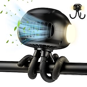 TOSTOG Stroller Fan with Light, Car Seat Fan Clip-on for Baby, Portable Bladeless Fan ​Mini Handheld Fan, 3-Speed Options USB Rechargeable Battery Operated Fan for Indoor&Outdoor