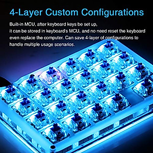 Koolertron One Handed Macro Mechanical Keyboard, Portable Mini One-Handed Mechanical Gaming Keypad 23 Fully Programmable Keys (RGB Backlit/Blue switches)