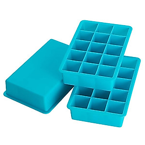 Webake Ice Cube Trays Silicone Ice Cube Molds, 15 Cavity Whisky Ice Cube Tray, Easy Release, BPA Free, Flexible Pack of 3