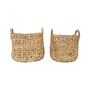 Bloomingville Handwoven Beige Seagrass Round Handles (Set of 2 Sizes) Basket, Natural