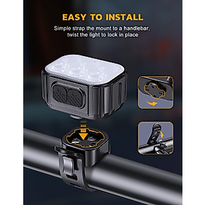 Bike Lights Set Ultra Bright, Cuvccn Bicycle Light Rechargeable with 6 Spot & Flood Beams, IP65 Waterproof Bike Lights for Night Riding, DIY 4X4 + 6X6 Modes Bike Headlight and Tail Light Reflectors