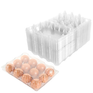 SENENQU 40 Pack Egg Cartons Cheap Bulk, 1 Dozen Clear Egg Cartons, Plastic Egg Carton Bulk Chicken Egg Tray Holder Egg Tray for Family Pasture Farm Market (3×4 Grids, 12 Eggs)