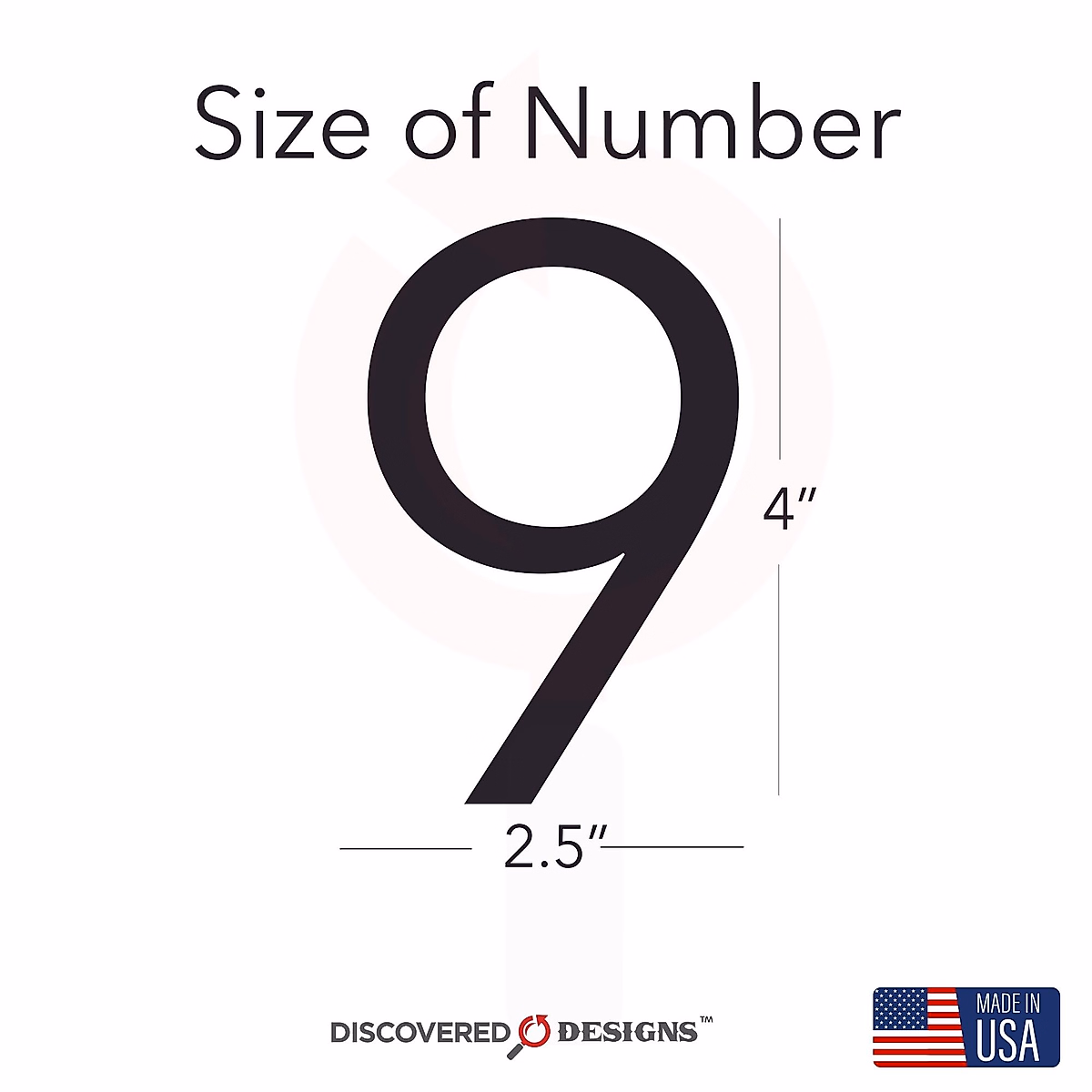 Discovered Designs – Premium Individual 3D Acrylic Mailbox Number – Self Stick – Long Lasting – Weatherproof – Made in USA (Black 4 inch, Number 9)