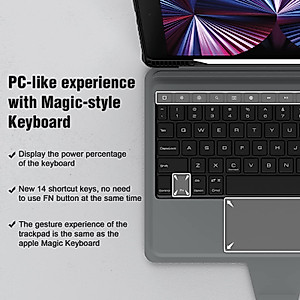 Nillkin iPad 9th Generation Case with Keyboard and Slide Camera Cover, iPad 8th 7th Generation Keyboard Case 10.2" with Multi-Touch Trackpad, Built-in Pencil Holder, Detachable Bluetooth Keyboard