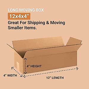 AVIDITI Shipping Boxes Long 12"L x 4"W x 4"H, 25-Pack | Corrugated Cardboard Box for Packing, Shipping and Storage 1244