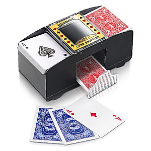 ARTISHION Automatic Card Shuffler - 1-2 Deck, Poker Shuffler Machine, Casino Card Electric Shuffler, Lower Noise Playing Card Shuffler for UNO, Phase 10, Poker Skip Bo Card Games, Sleeved Card