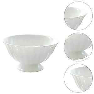 DOITOOL Ceramic Footed Bowl Round Pedestal Bowl Decorative Fruit Bowl Holder Dessert Display Stand for Kitchen Counter Centerpiece Table Decor Serving Fruit Tray White