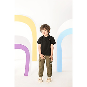 Feidoog Toddler Baby Boys 2 Pack Sweatpants Solid Cotton Elastic Waist Trousers Active Jogger Pants,Green+Coffee,3-4T