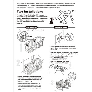SunnyPoint NeverRust Deluxe Kitchen Sink Suction Holder for Sponges, Scrubbers, Soap, Kitchen, Bathroom, 304 Stainless Steel (Brushed Texture, 7.4 x 3.3 x 2.75 Inch)(Sponge & Brush NOT Included)