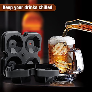Ice Cube Trays (Set of 2),Diamond-Shape Ice Cube Maker with Lids, Diamond-Shape Ice Cube Molds for Whiskey Cocktails & Bourbon,Reusable BPA Free Stackable Flexible Ice Molds with Funnel