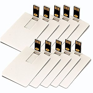 Wafer USB Bussiness Card Flash Drive Blank DIY Memory Stick Wholesale Bulk Pack 10 (128GB USB 3.0, White)