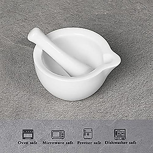 LEETOYI Porcelain Mortar and Pestle, Ceramic Herb Grinder Pill Crusher Set (4.2-inch)