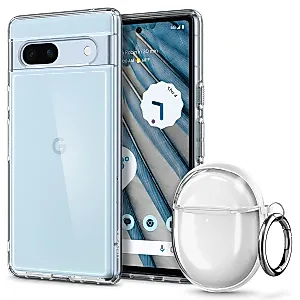 Spigen Ultra Hybrid Designed for Pixel 7a Case and Pixel Buds Pro Case (2022) Bundle