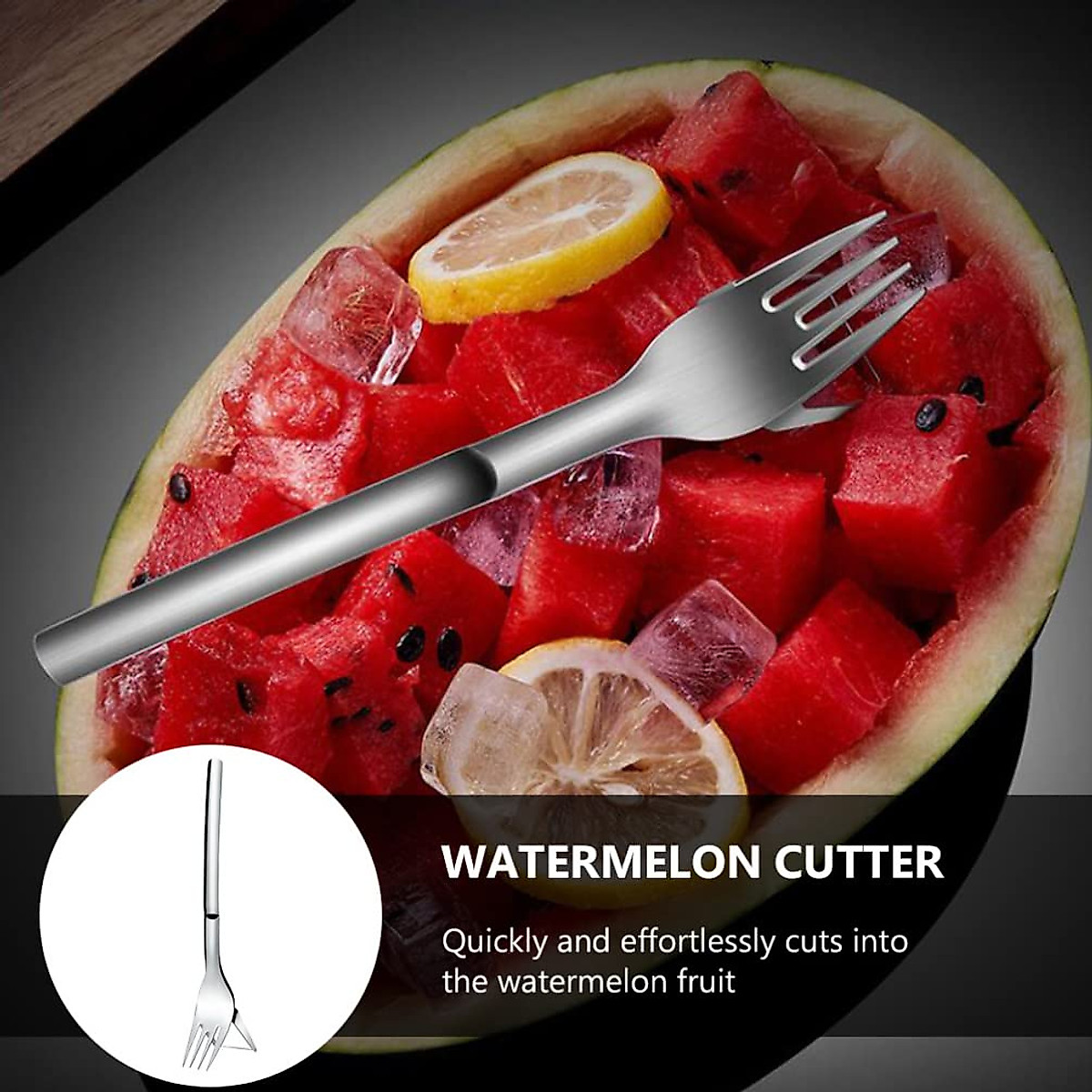DOITOOL 2PCS Watermelon Slicer Cutters, 2 in 1 Watermelon Fork Slicers, Summer Watermelon Fruit Cutting Fork, Stainless Steel Fruit Forks Slicer Knife for Family Parties Camping