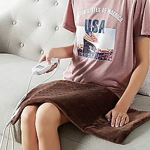 Mosabo Electric Heating Pad for Cramps and Back,Neck,Shoulder Abdomen Pain Relief,12"x24" Extra Large Heat Pad , LCD Controller Heated Pad with 6 Heating Levels - Adjustable Auto Off Time - Brown