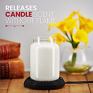 Candle Warmer Plate Safely Releases Scents Without a Flame - Used as Candle Jar Warmer, Coffee Warmer, Mug Warmer, Cup Warmer, Tea Warmer Desk in Your Home & Office, 1 Pack, Black