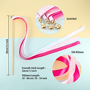 40 Pieces Mix Color Ribbon Sticks with Bell Fairy Stick Party Streamers for Wedding Party(Multicolor)