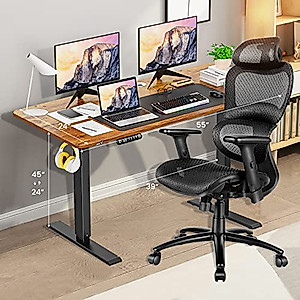 farexon 55 x 24 Inch Electric Standing Desk Adjustable Height, Sit-Stand Desk with Oversized Mouse Pad， Double Crossbeam Structure, Four Preset Heights, 27''-45'' Lifting Range Stand up Desk